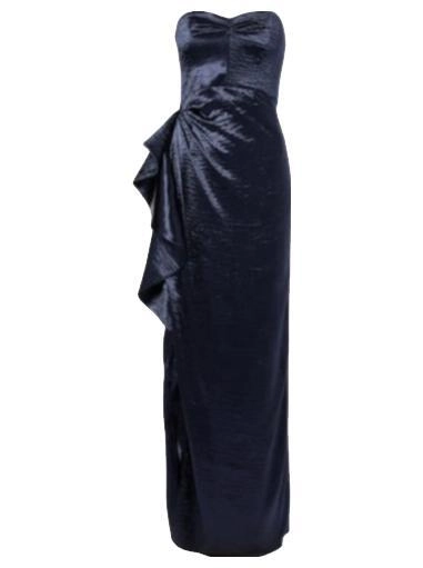 SAFIYAA LONDON Draped Crushed Satin Gown - Black