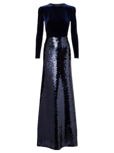 Monique Lhuillier Sequined Velvet Gown - Black