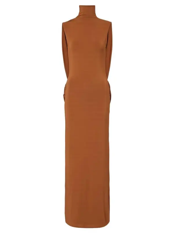 Nina Ricci High-neck Jersey Maxi Dress - Brown