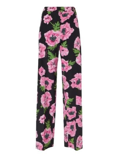 Stella McCartney Poppy Floral Silk Trousers - Black