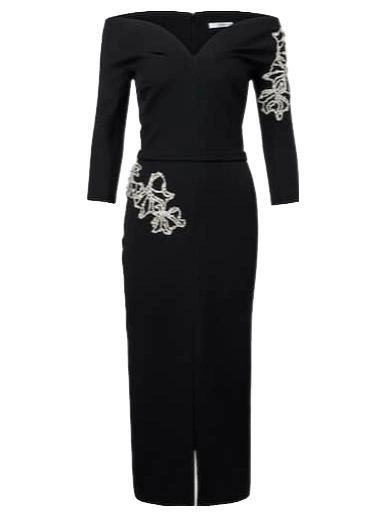 SAFIYAA LONDON Linda Crystal-embellished Midi Dress - Black