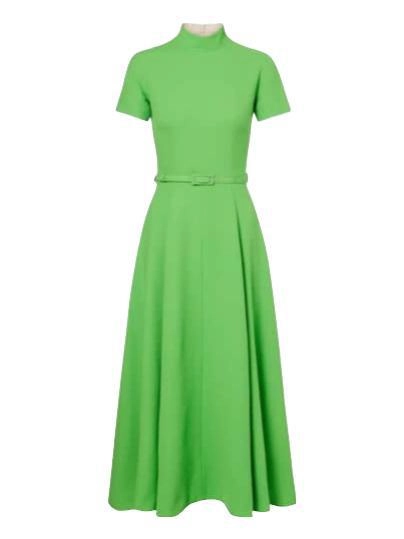EMILIA WICKSTEAD Camilla Belted Wool Midi Dress - Green
