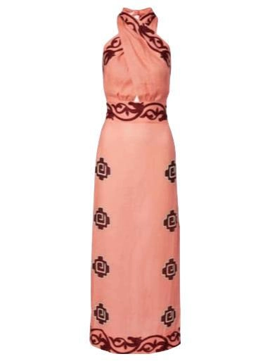 Johanna Ortiz Printed Linen Halterneck Maxi Dress - Pink