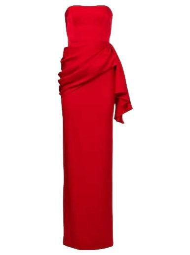 Alex Perry Strapless Draped Crepe Satin Gown - Red