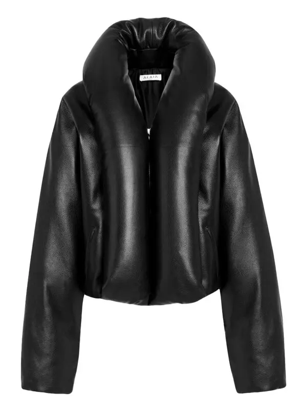 Alaïa Padded Leather Bomber Jacket - Black