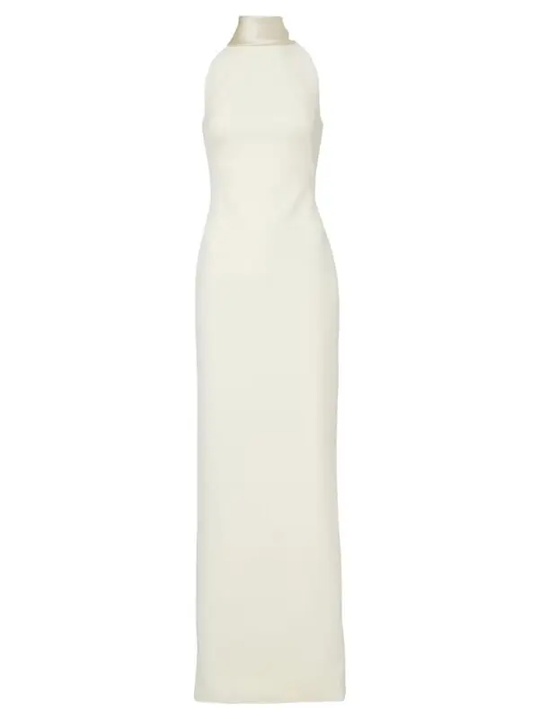 SAFIYAA LONDON Holliana Satin-trimmed Crepe Gown - White