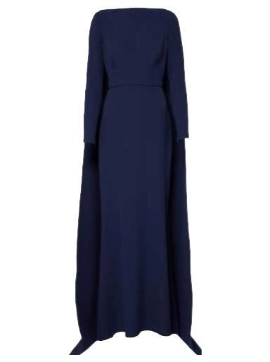 SAFIYAA LONDON Ginevra Cape Effect Crepe Gown - Black