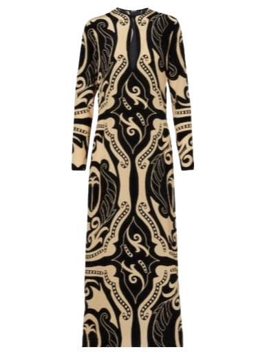 Johanna Ortiz Printed Silk Maxi Dress With Side Slit - Black