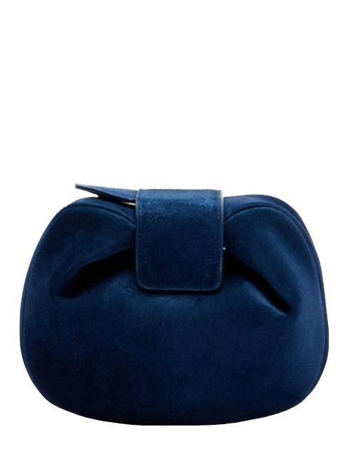 Gabriela Hearst Soft Demi Mini Suede Clutch With Chain Strap - Blue