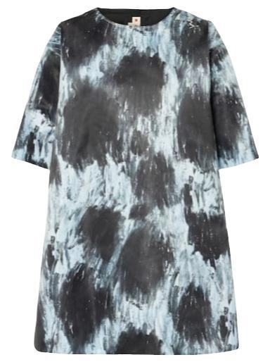 Marni Brushstroke" Print Duchesse Satin Mini Dress - Gray
