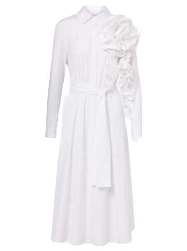Carolina Herrera Cotton-blend Poplin Shirtdress With Floral Appliqu - White