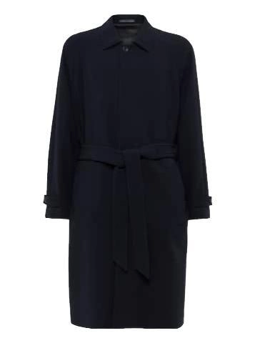 Giorgio Armani Wool-blend Coat With Belt - Black