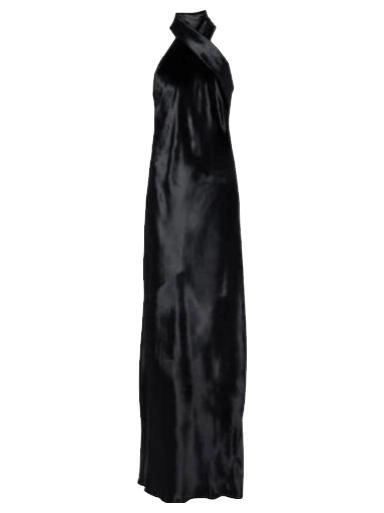 Galvan Satin Halterneck Gown - Black