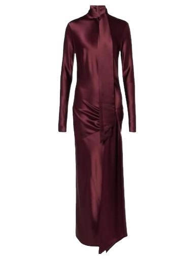 Galvan Emilie Tie-neck Satin Maxi Dress - Brown