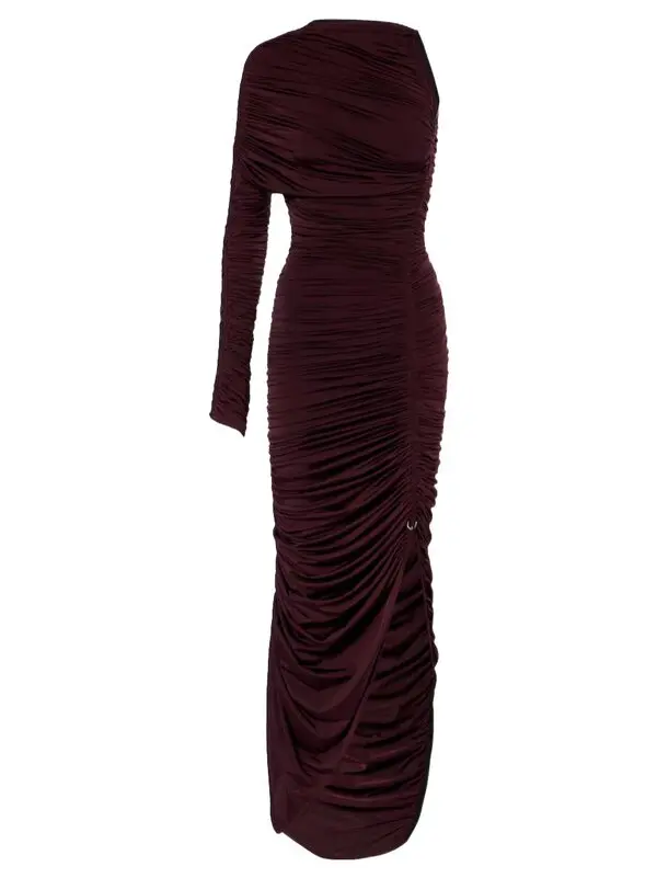 MUGLER Pleated Off-the-shoulder Midi Dress - Black