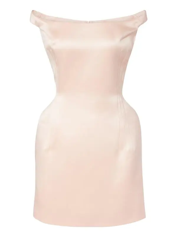 Magda Butrym Silk Satin Off-the-shoulder Minidress - Pink