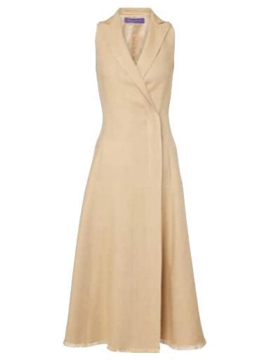 Ralph Lauren Silk And Linen Double-breasted Midi Dress - Nude