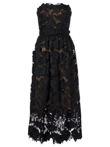 Oscar De La Renta Floral Lace Bustier Gown - Black