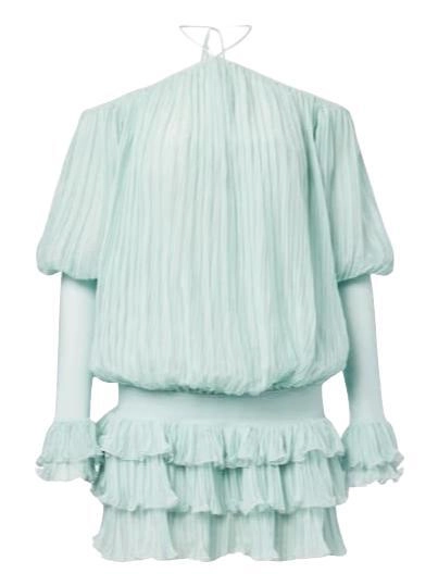 Blumarine Off-the-shoulder Silk Chiffon Minidress - Green