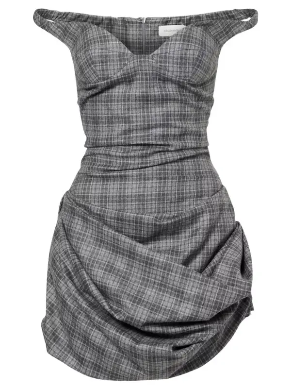 Magda Butrym Plaid Ruched Mini Dress - Gray