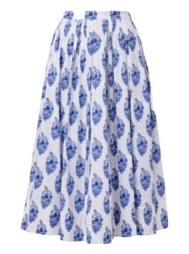 Carolina Herrera Floral Cotton-blend Midi Skirt - Blue
