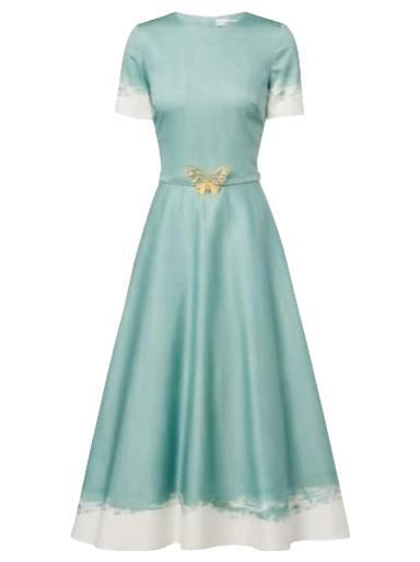 Oscar De La Renta Embellished Cotton-blend Poplin Midi Dress - Green