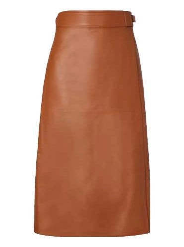 Ralph Lauren Jacqueline Leather Midi Skirt - Brown