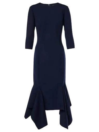 Oscar De La Renta Pleated Wool-blend Midi Dress - Black