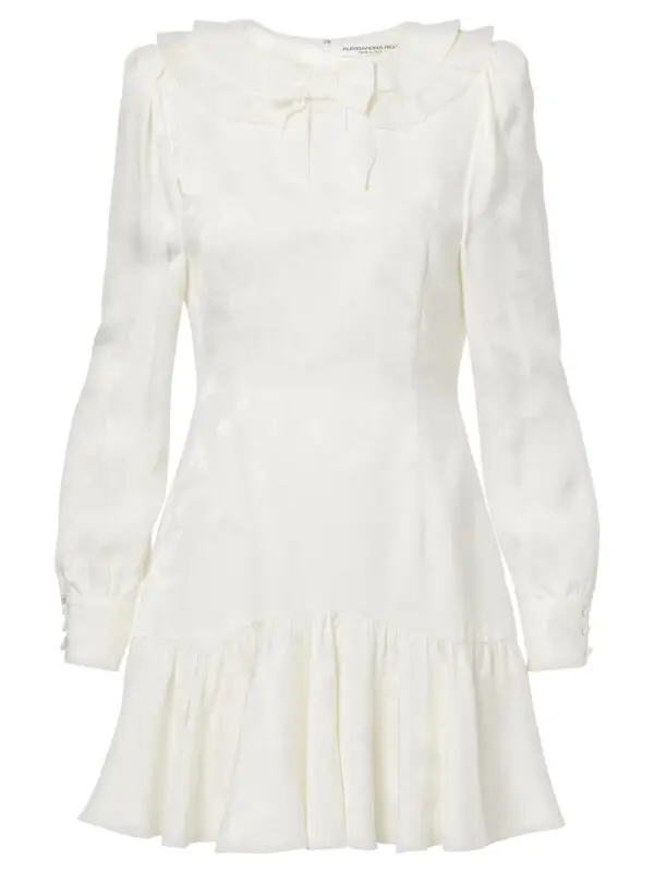 Alessandra Rich Floral Jacquard Minidress With Bow Detail - White