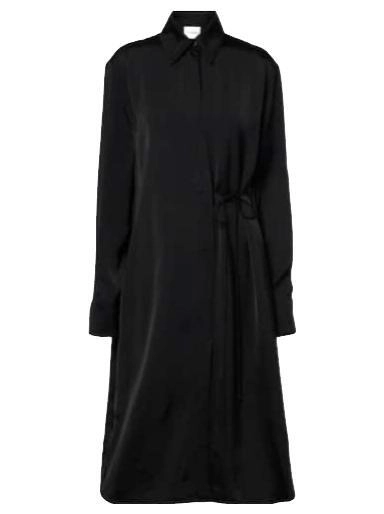 JIL SANDER Midi Shirt Dress With Front Ties - Black