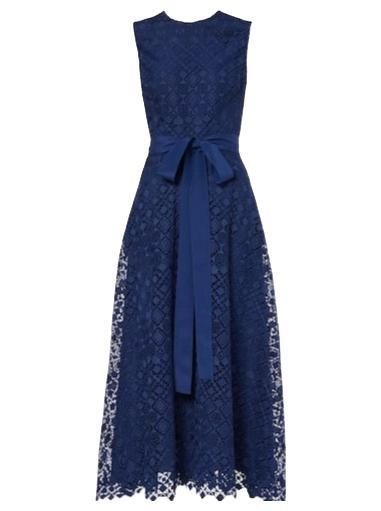 Elie Saab Macramé Midi Dress With Bow Detail - Blue