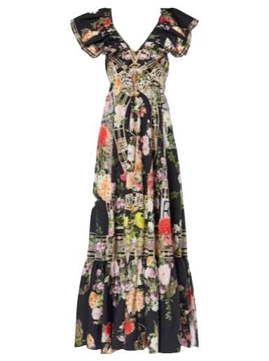 Camilla Ruffled Floral Cotton Maxi Dress - Nude
