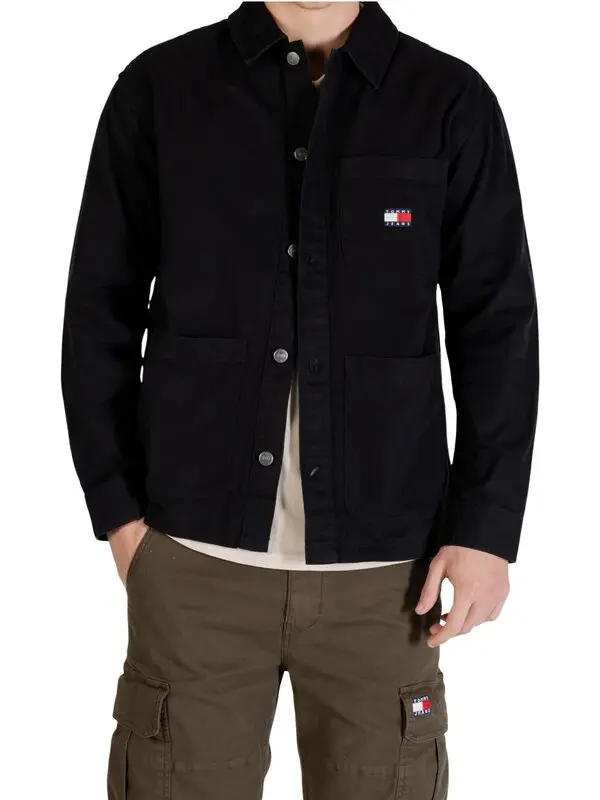 Tommy Hilfiger Long Sleeve Chore Jacket With Embroidered Logo - Black