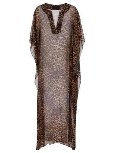 NILI LOTAN Leopard Print Maxi Kaftan - Gray
