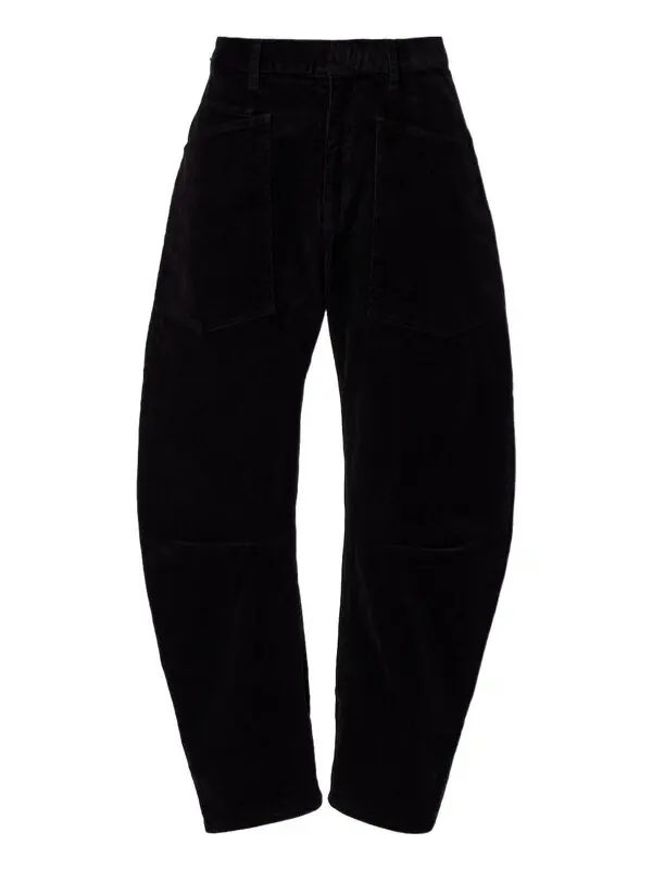 NILI LOTAN Shon Cotton-blend Barrel-leg Pants - Black