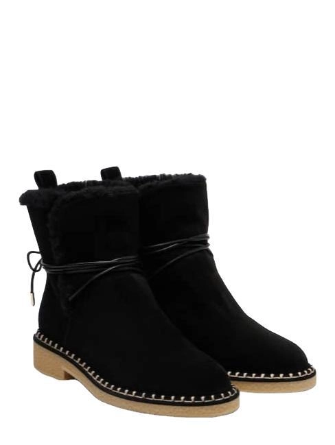 AQUAZZURA Suede Ankle Boots With Shearling Lining - Black