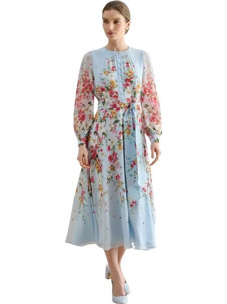 HOBBS LONDON Liberty Silk Midi Dress - Palebluemulti