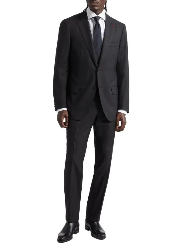 Isaia Sanita Solid Super 160s Wool Suit - Navy