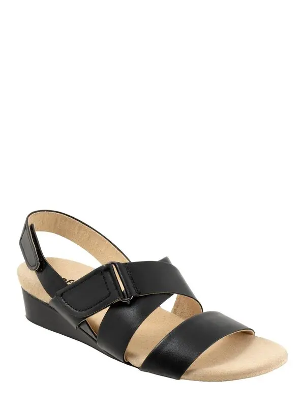 Softwalk Novi Ankle Strap Wedge Sandal - Black