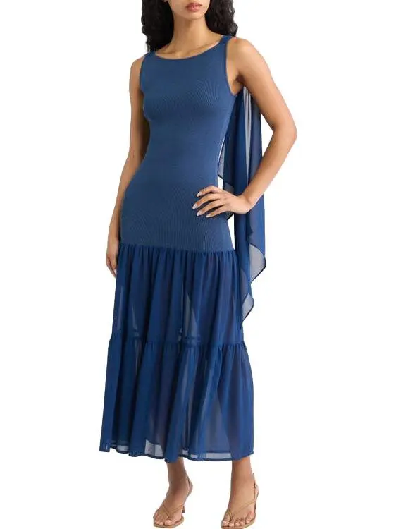 Solid & Striped The Verity Dress Maxi Length, Boatneck, Long Sleeve - Deep Canal
