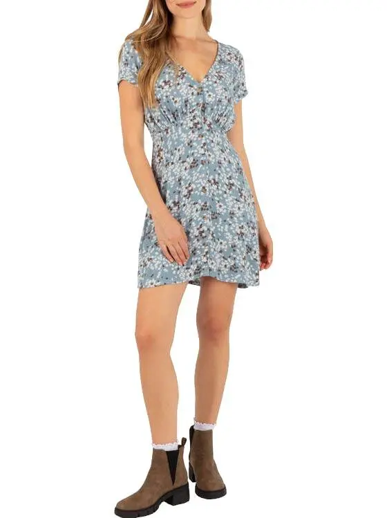 Hurley Ditsy Floral Print V-neck Mini Dress - Sailing