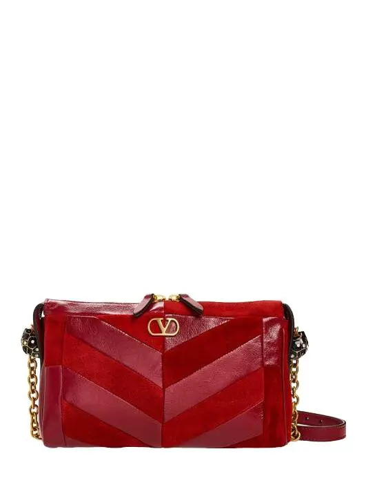 Valentino Garavani Small Leather Shoulder Bag With Panther Detail - Red