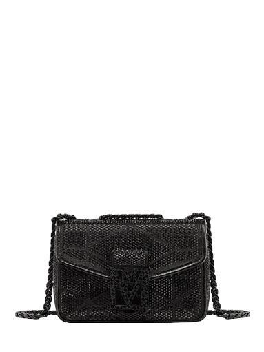 Mcm Travia Quilted Shoulder Bag In Crystal Satin Nylon - Black