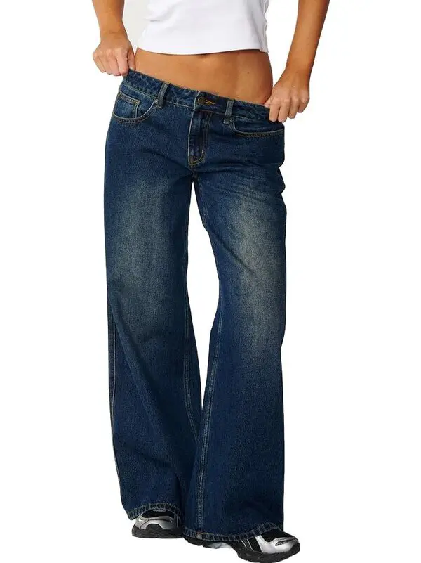 Rip Curl Archive Low Rise Baggy Wide Leg Jeans - Dusty Blue