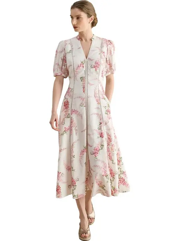 HOBBS LONDON Matilda Floral Midi Dress - Ivorymulti
