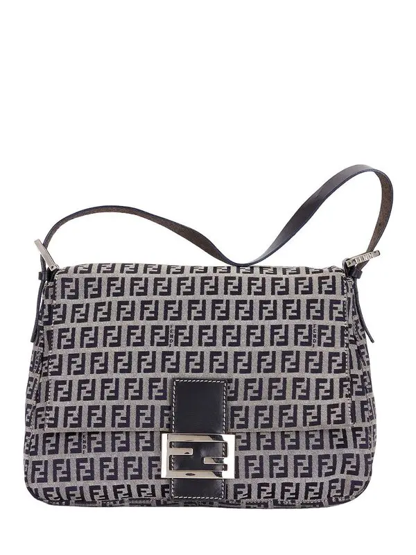 Fendi Zucchino Mama Baguette Shoulder Bag - Blue