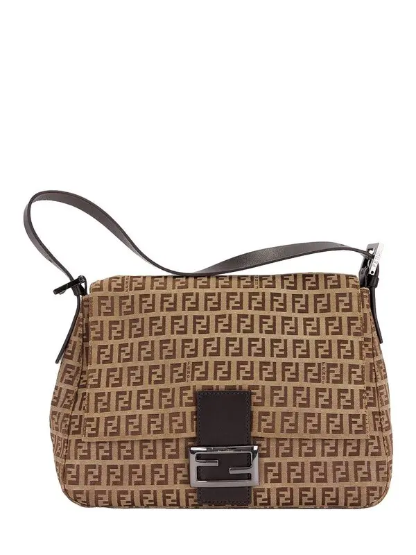 Fendi Zucchino Mama Baguette Shoulder Bag - Brown