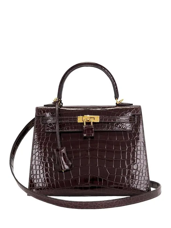 Hermès Shiny Alligator Kelly 25 Sellier Handbag - Macassar