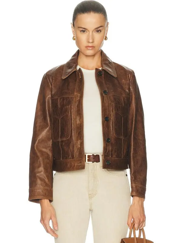 NILI LOTAN Susannah Leather Jacket - Terra