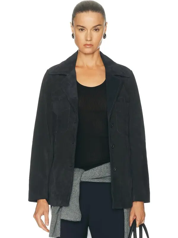 NILI LOTAN Dominic Suede Jacket - Midnight